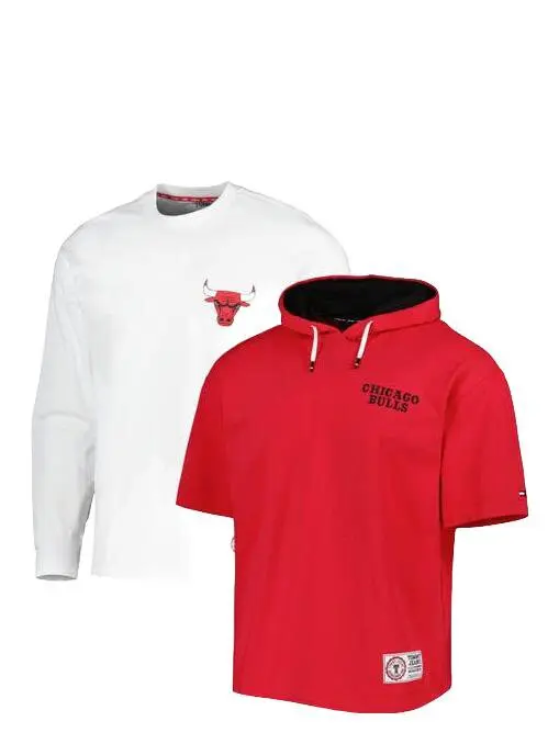Tommy Hilfiger White Chicago Bulls Matthew 2-in-1 T-shirt & Hoodie Combo Set - Red