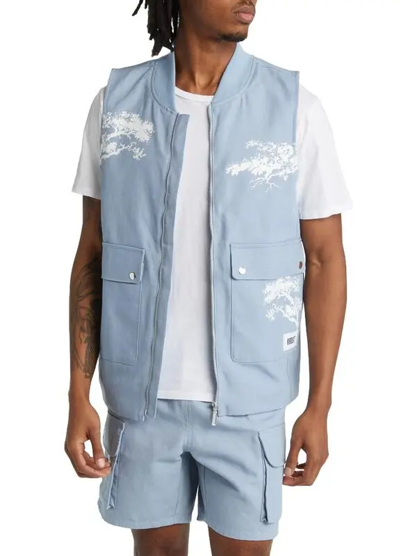 KROST Cotton Canvas Graphic Zip-up Vest - Cashmere Blue