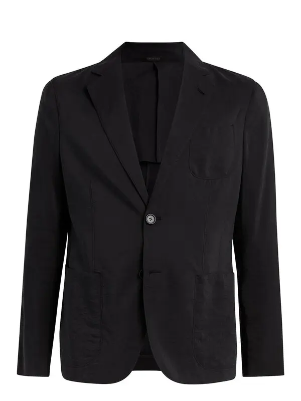 Giorgio Armani Silk-blend Single-breasted Blazer - Blue