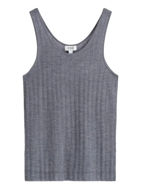 Cos Ribbed-knit Silk Tank Top - Gray