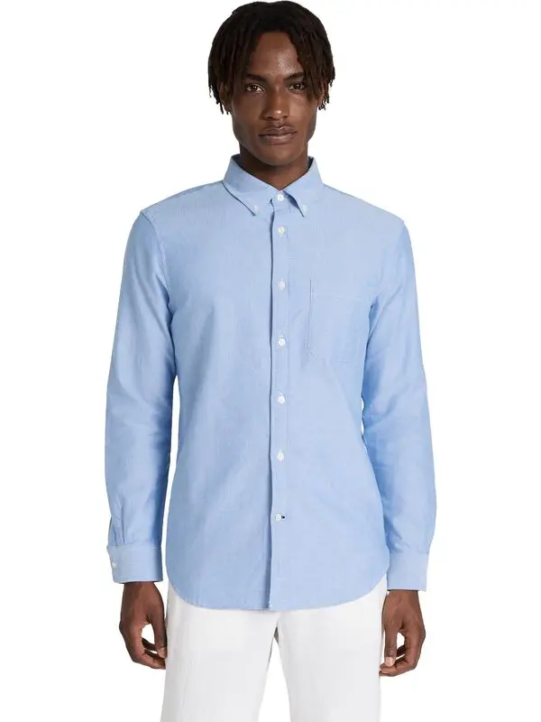 Club Monaco Long Sleeve Solid Oxford Shirt - Blue