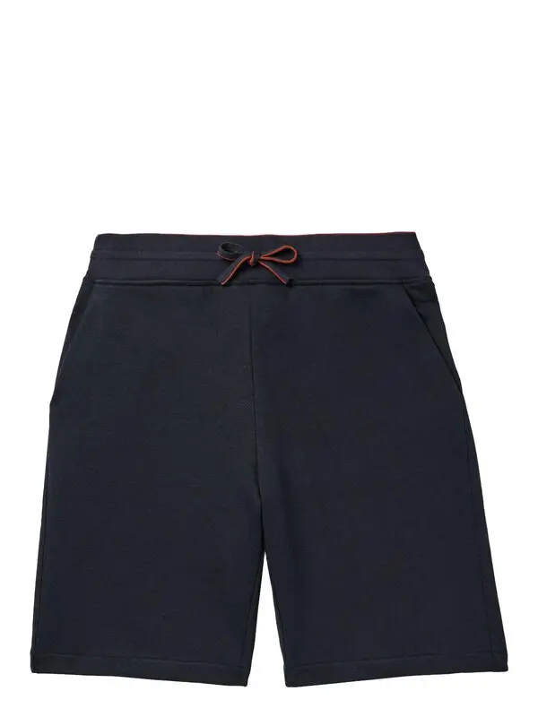 Loro Piana Straight-leg Cotton And Linen-blend Jersey Drawstring Shorts - Blue