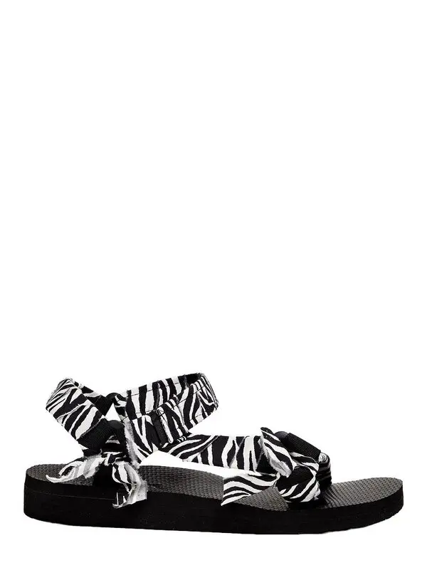 ARIZONA LOVE Trekky Zebra-print Canvas Sandals - Black