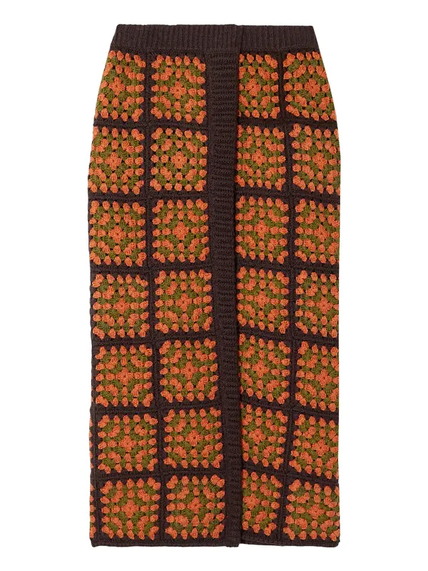 Alanui Crocheted Cotton Midi Skirt - Orange