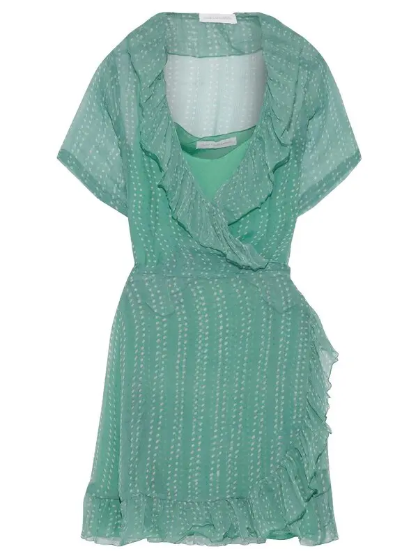 Cloe Cassandro Kimi Ruffle-trimmed Mini Wrap Dress - Mint