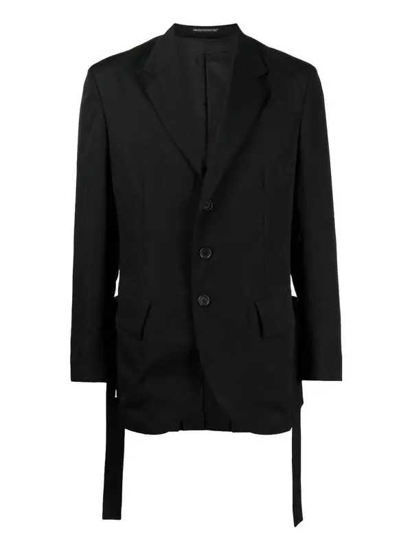 Yohji Yamamoto Single-breasted Notched Wool Blazer - Black