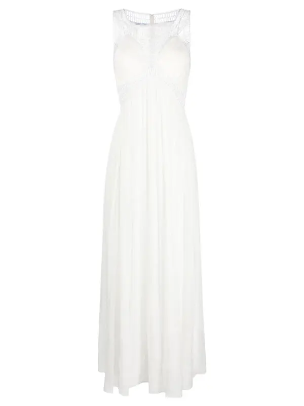 Alberta Ferretti Embroidered Silk Maxi Dress - White