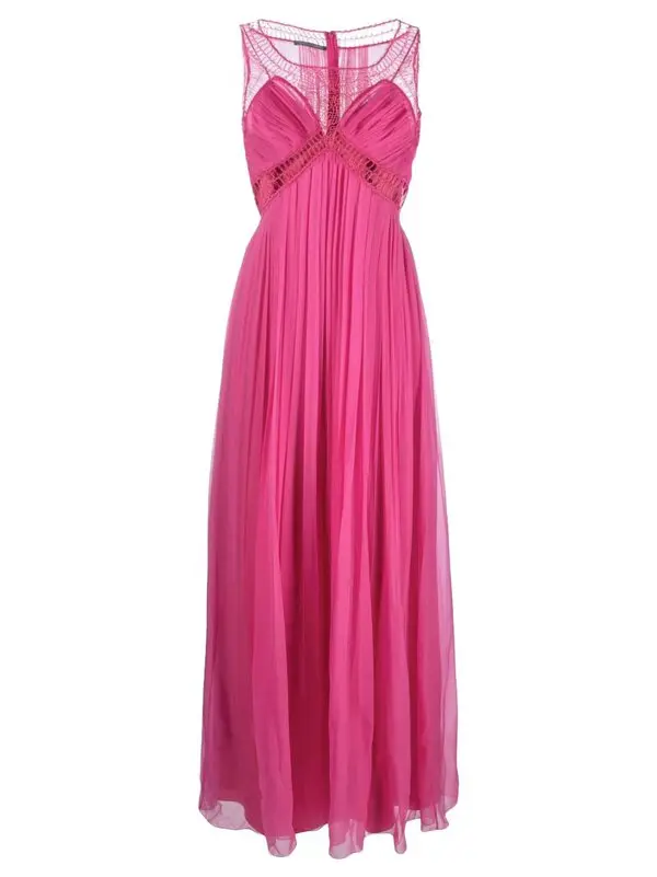 Alberta Ferretti Cornely Embroidered Silk Maxi Dress - Pink