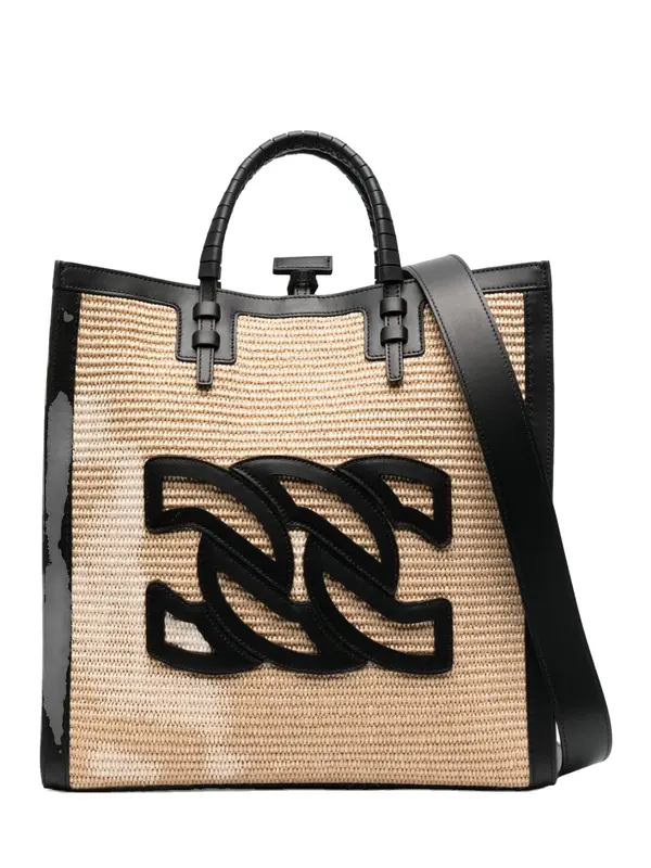 Casadei Logo-detail Leather Tote Bag - Neutrals