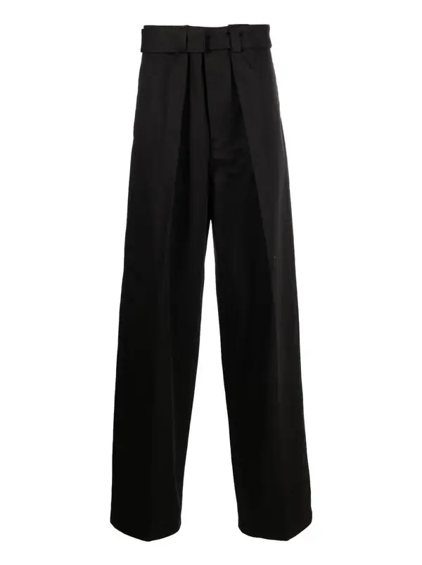 JIL SANDER Wide Leg Cotton Trousers - Black