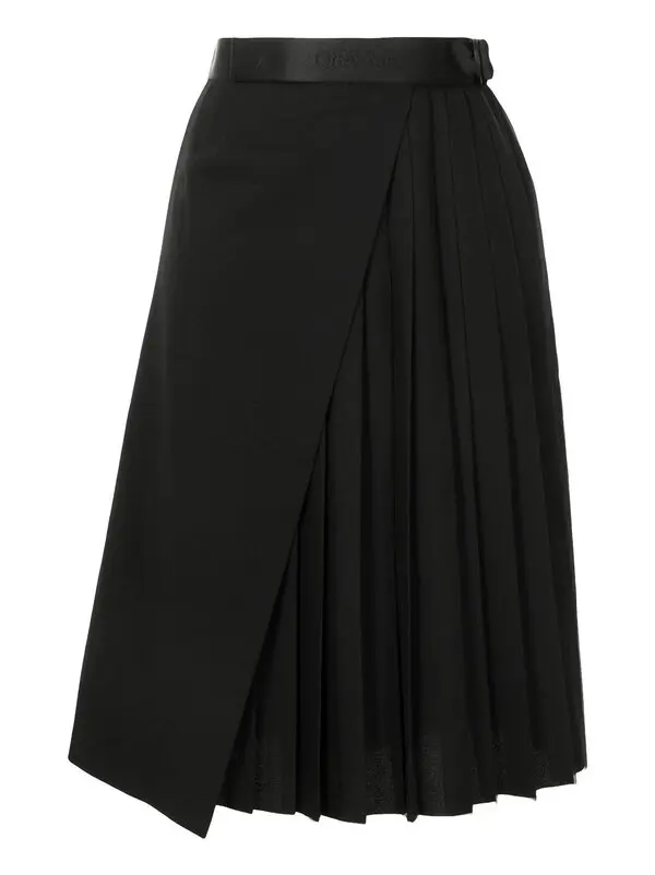 Off-White Logo-tape Detail Pleated Skirt - Black
