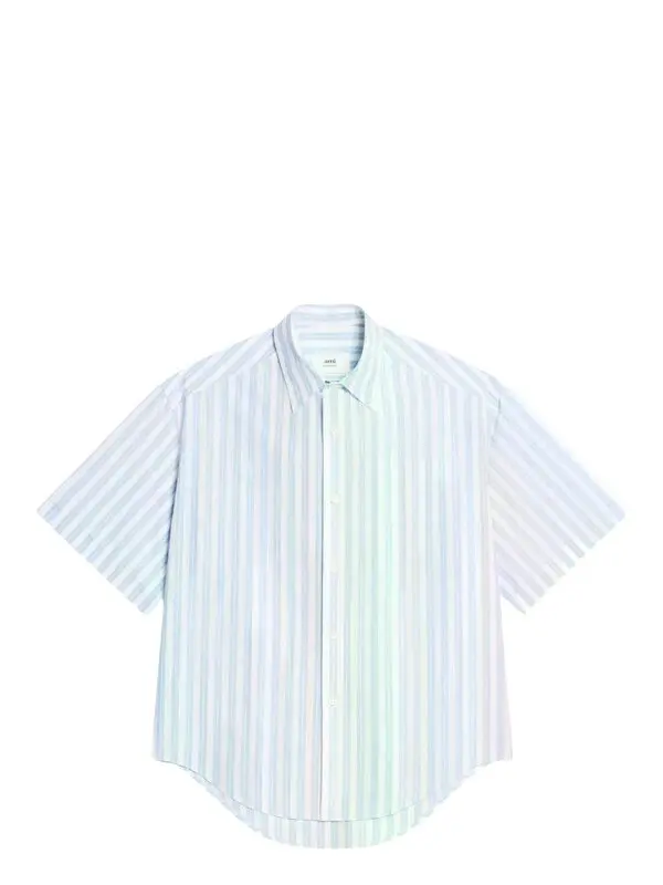 Ami Striped Short-sleeve Shirt - Blue