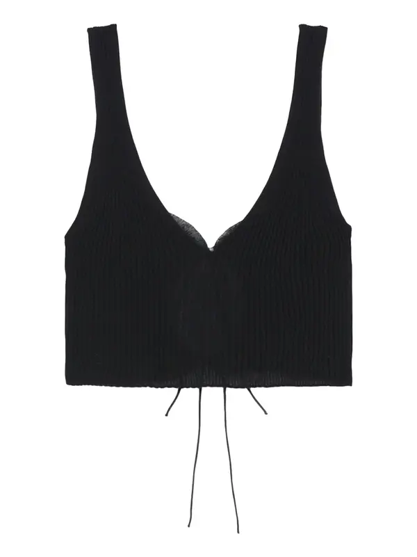 Cecilie Bahnsen Ribbed Crop Top - Black