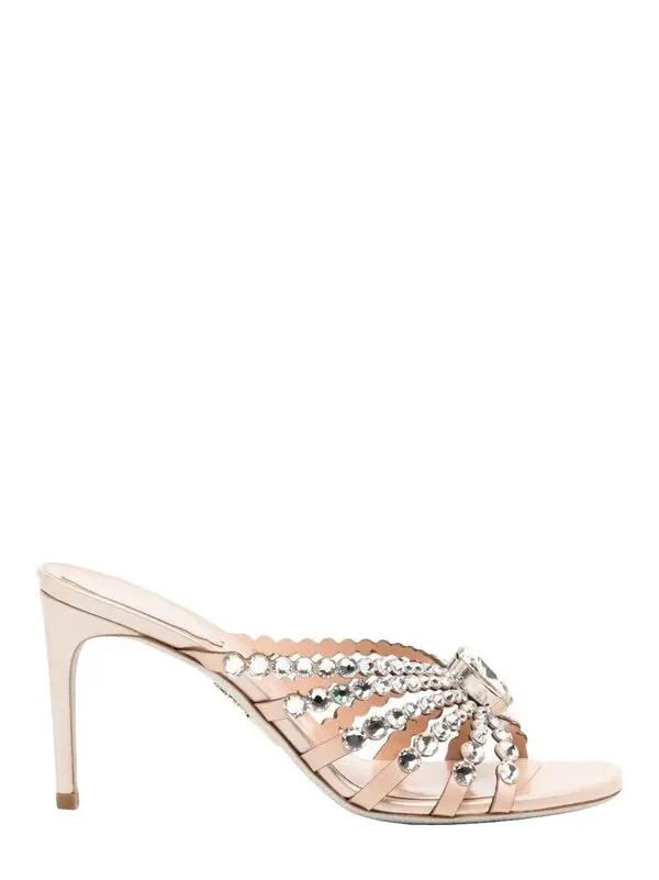 Rene Caovilla 90mm Crystal-embellished Leather Sandals - Pink
