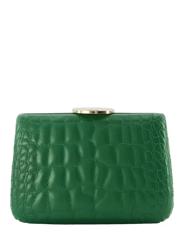 Giambattista Valli Embossed Leather Clutch - Green