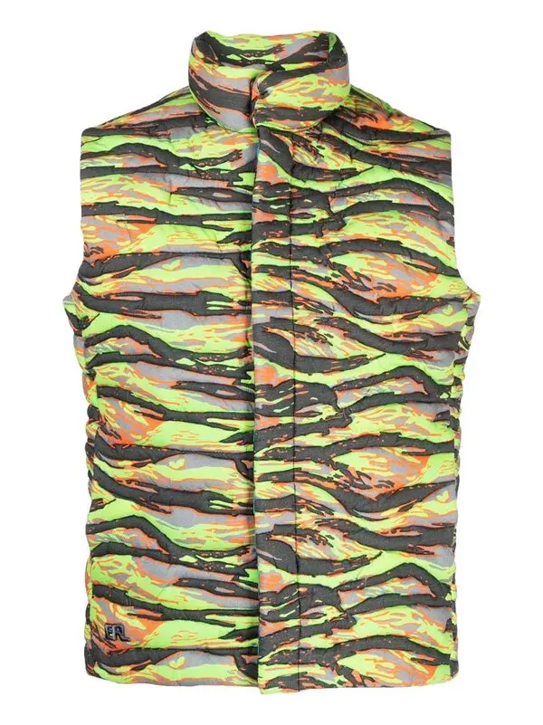 ERL Printed Quilted Puffer Vest - Green