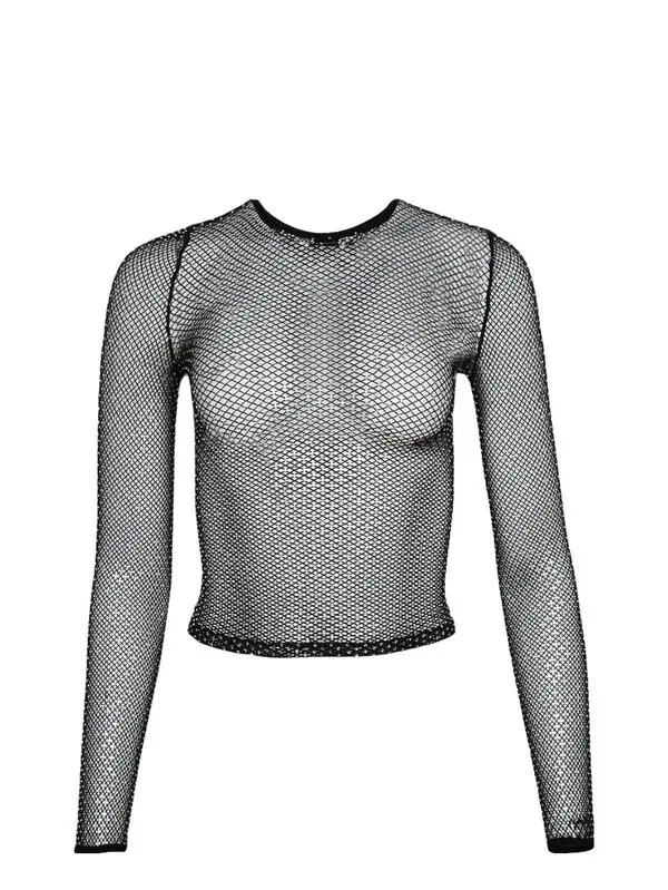Balenciaga Crystal Mesh Top - Black