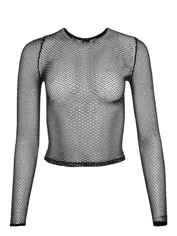 Balenciaga Crystal Mesh Top - Black