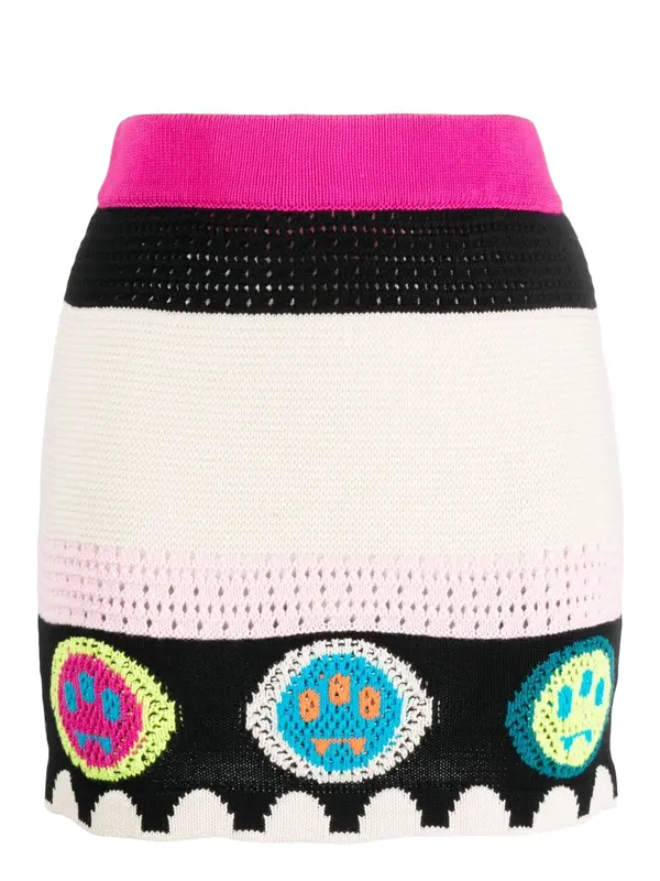 BARROW Logo-jacquard Knitted Mini Skirt - Pink
