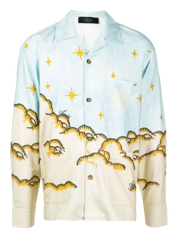 Amiri Sunscape-print Cotton Shirt - Blue