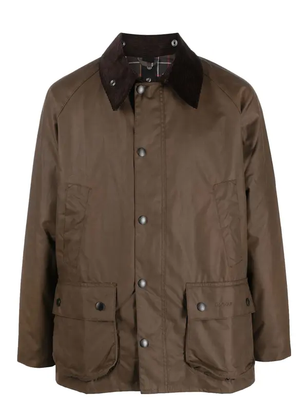 Barbour Bedale Wax Jacket With Logo Embroidery - Brown