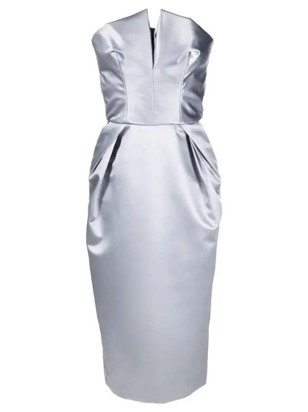 MAISON MARGIELA Cintzed Satin Midi Dress - Blue