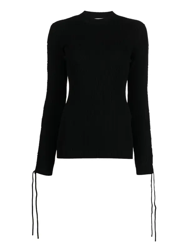 Off-White Lace-detail Ribbed Top - Black