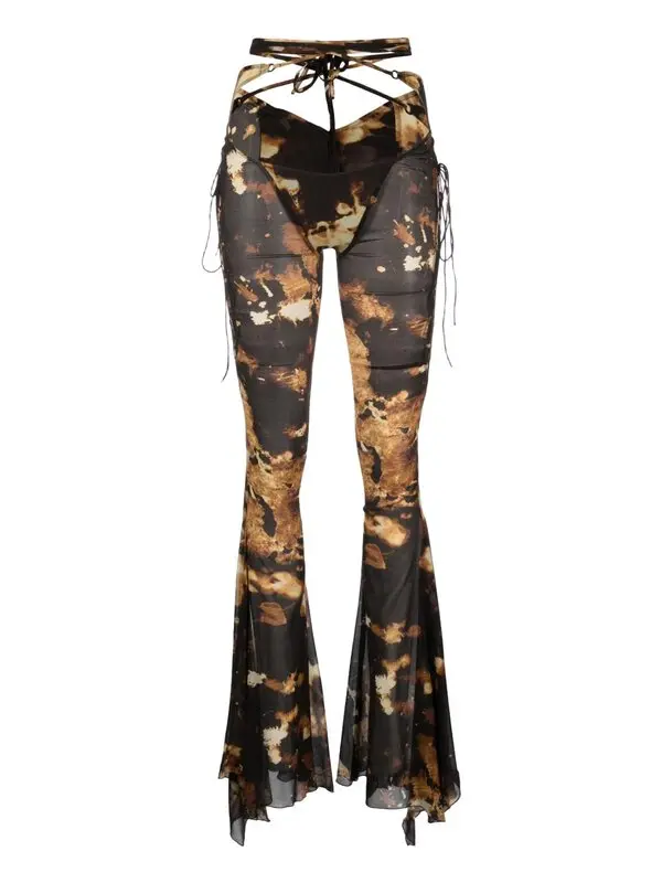 KNWLS Starlight-print Flared Trousers - Black