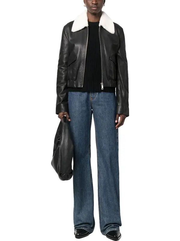 Dorothee Schumacher Shearling-collar Leather Jacket - Black