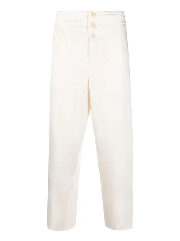 Saint Laurent Buttoned Slim Trousers - Neutrals