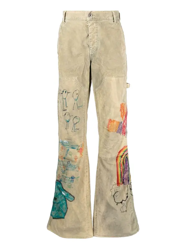Off-White Cartoon Flared Carpenter Pants - Brown