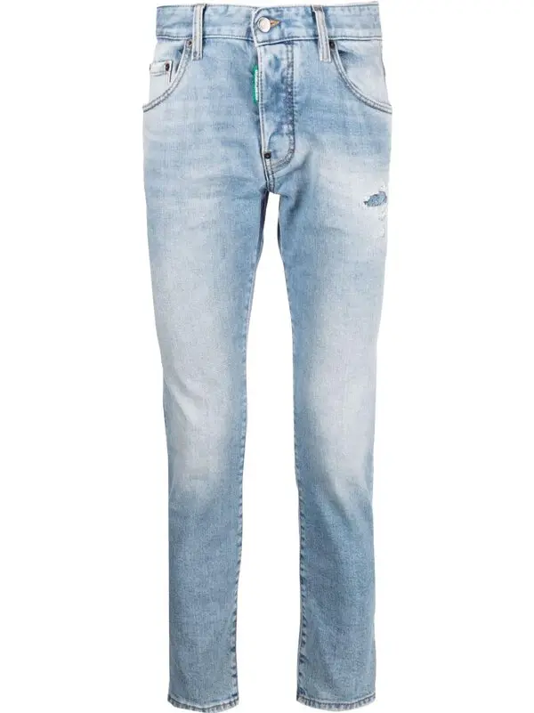 Dsquared2 Skinny Washed Denim Jeans - Blue