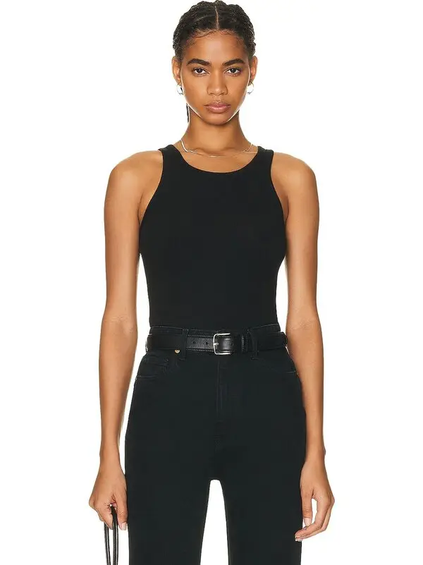 Eterne High Neck Fitted Tank Top - Black