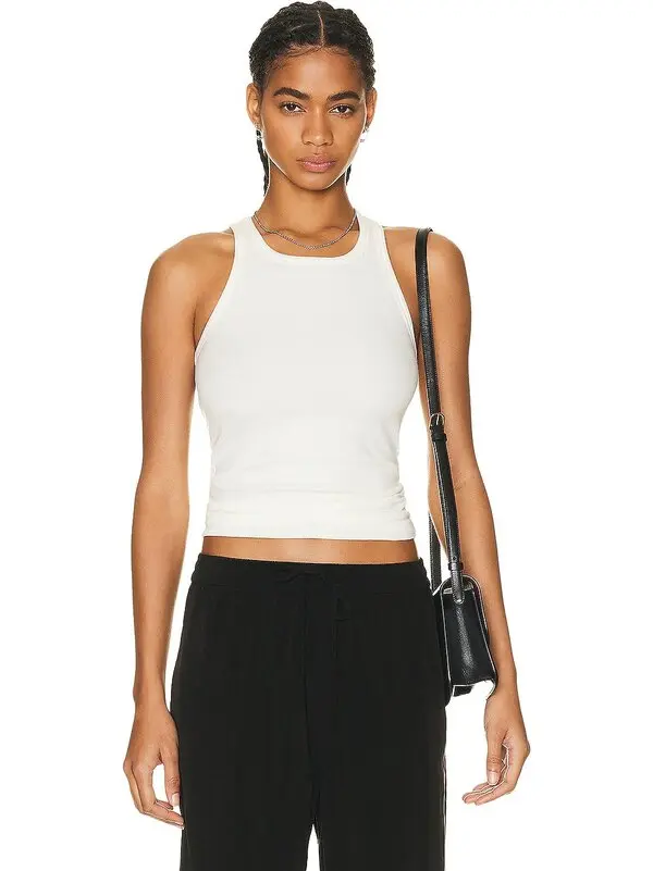 Eterne High Neck Fitted Tank Top - Cream
