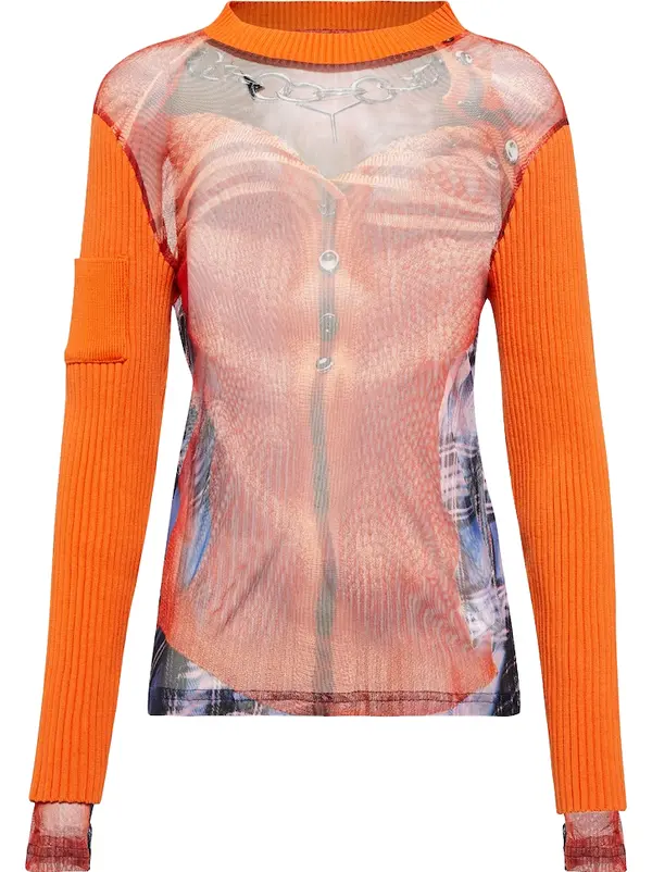 Y/project X Jean Paul Gaultier Trompe L'oeil Top - Orange