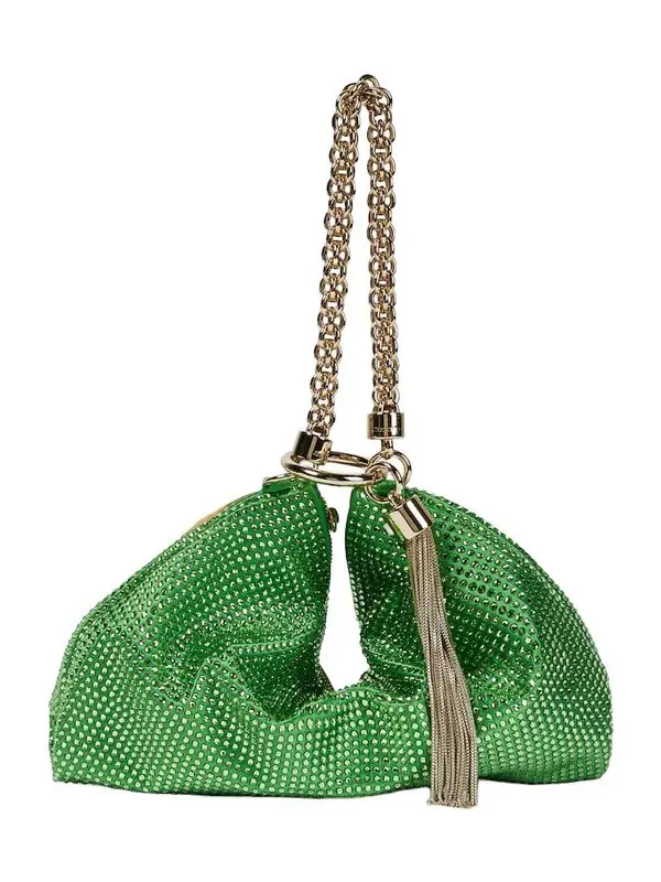JIMMY CHOO Callie Crystal-embellished Shoulder Bag - Green