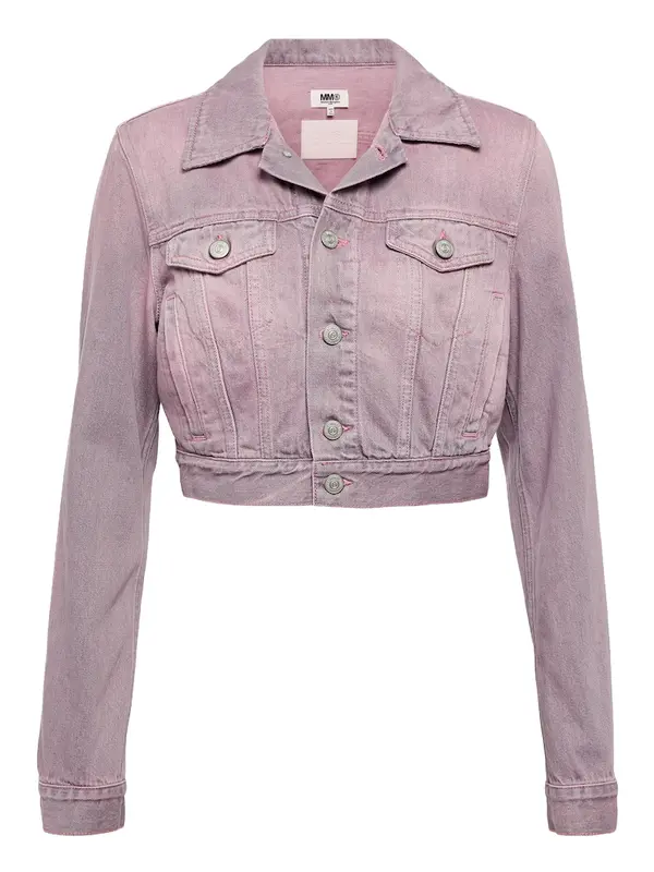 MAISON MARGIELA Cropped Denim Jacket - Pink