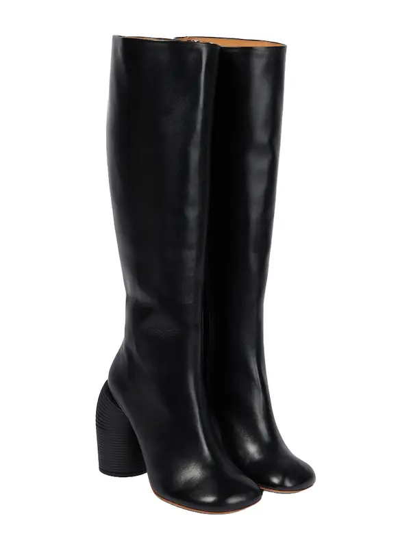 Off-White Leather Knee-high Boots - Black