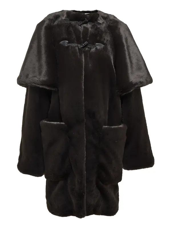 Alaïa Leather-trimmed Coat - Black
