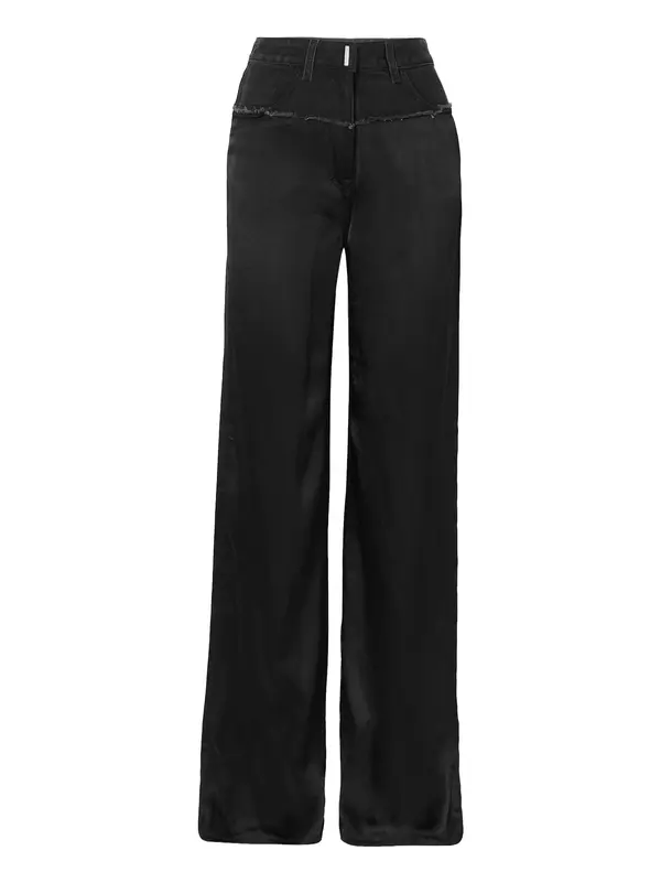 Givenchy Distressed Denim And Satin Pants - Black