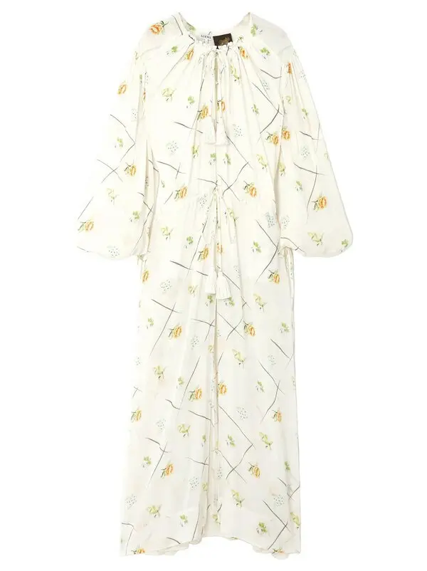 Loewe Floral-print Crepon Maxi Dress - Neutrals