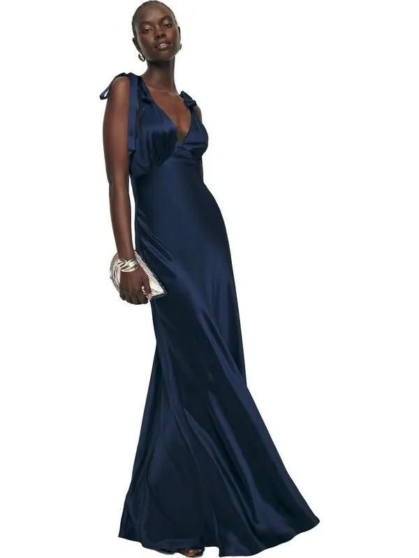 REFORMATION Pernille Silk Maxi Dress - Blue