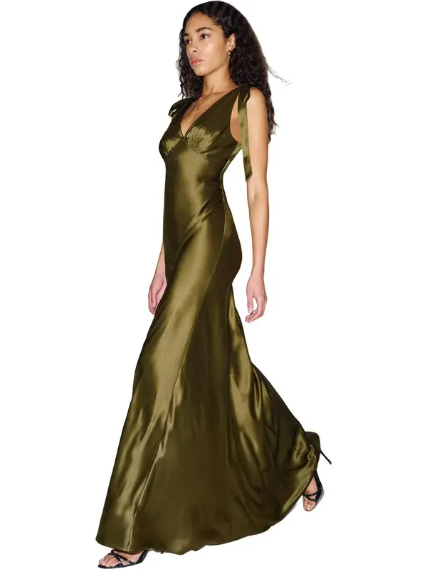 REFORMATION Pernille Silk Maxi Dress - Green