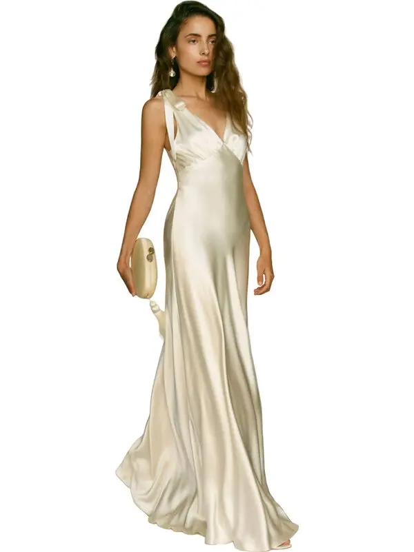 REFORMATION Pernille Silk Maxi Dress - Ivory Bridal Silk