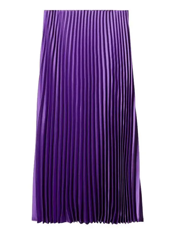 Mango Pleated Satin Skirt - Medium Purple