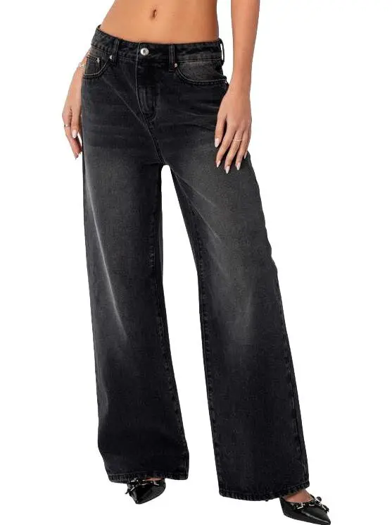 EDIKTED Braya Baggy Jeans - Black-washed