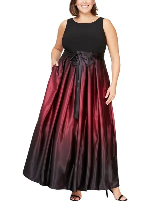 SL FASHIONS Ombrè Satin Gown - Fig