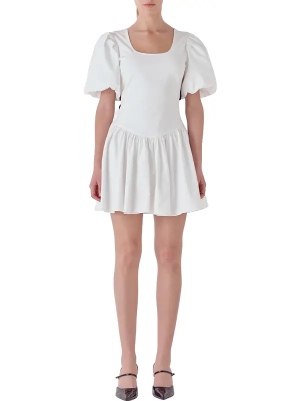 Endless Rose Contrast Bow Mini Dress - White/black