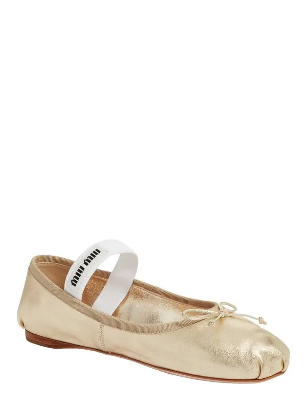 Miu Miu Logo Band Ballet Flats - Pirite