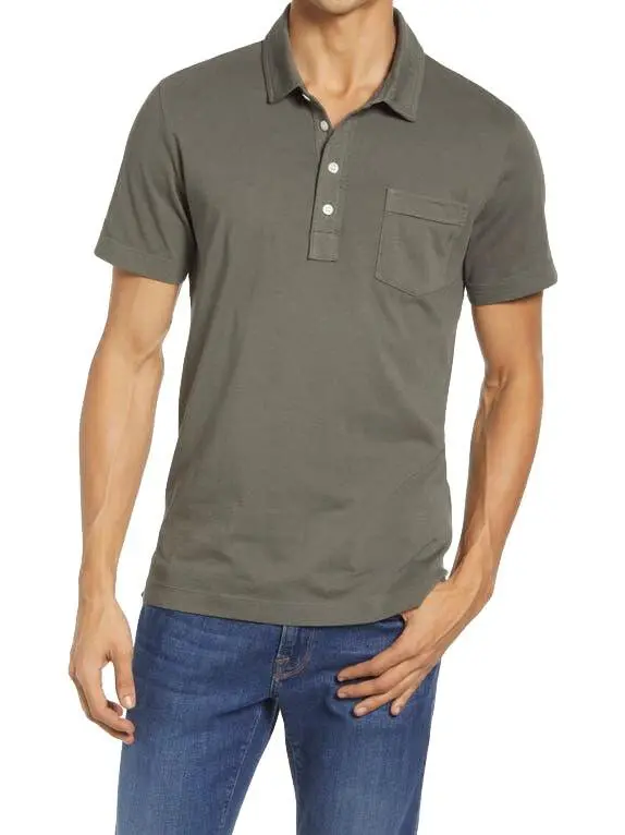 Billy Reid Pensacola Slim Fit Organic Cotton Pocket Polo - Washed Grey